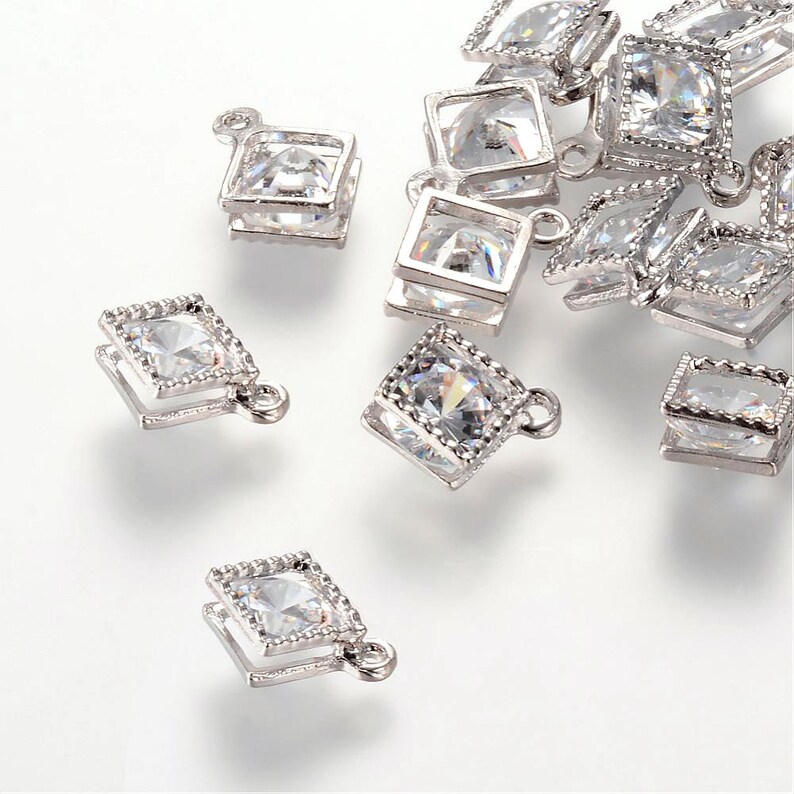 4 20 or 50 BULK Cubic Zirconia Rhombus Caged Rhinestone | Etsy