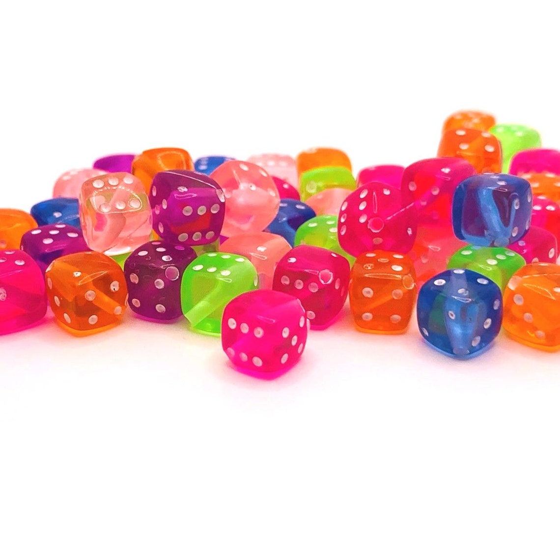 4 20 or 50 BULK Colorful Dice Beads Rainbow Spacer Charm - Etsy