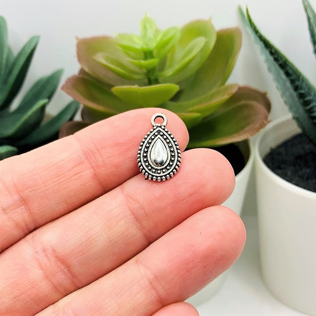 4 20 or 50 BULK Silver Geometric Water Drop Charms Ethnic - Etsy