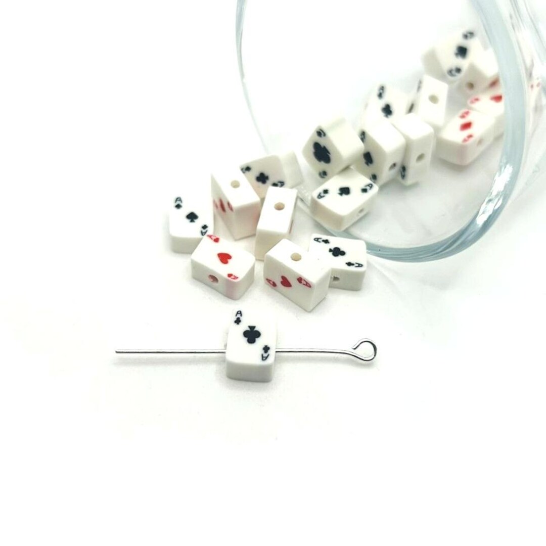 4, 20 or 50 BULK Polymer Clay Playing Card Beads, Card Suits, Las Vegas ...
