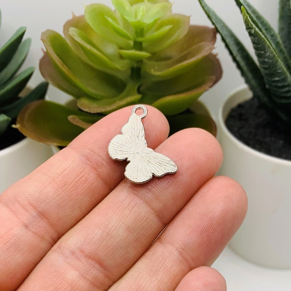 4, 20, or 50 BULK Blue Butterfly Enamel Charm, Light Blue, Bug Charm ...