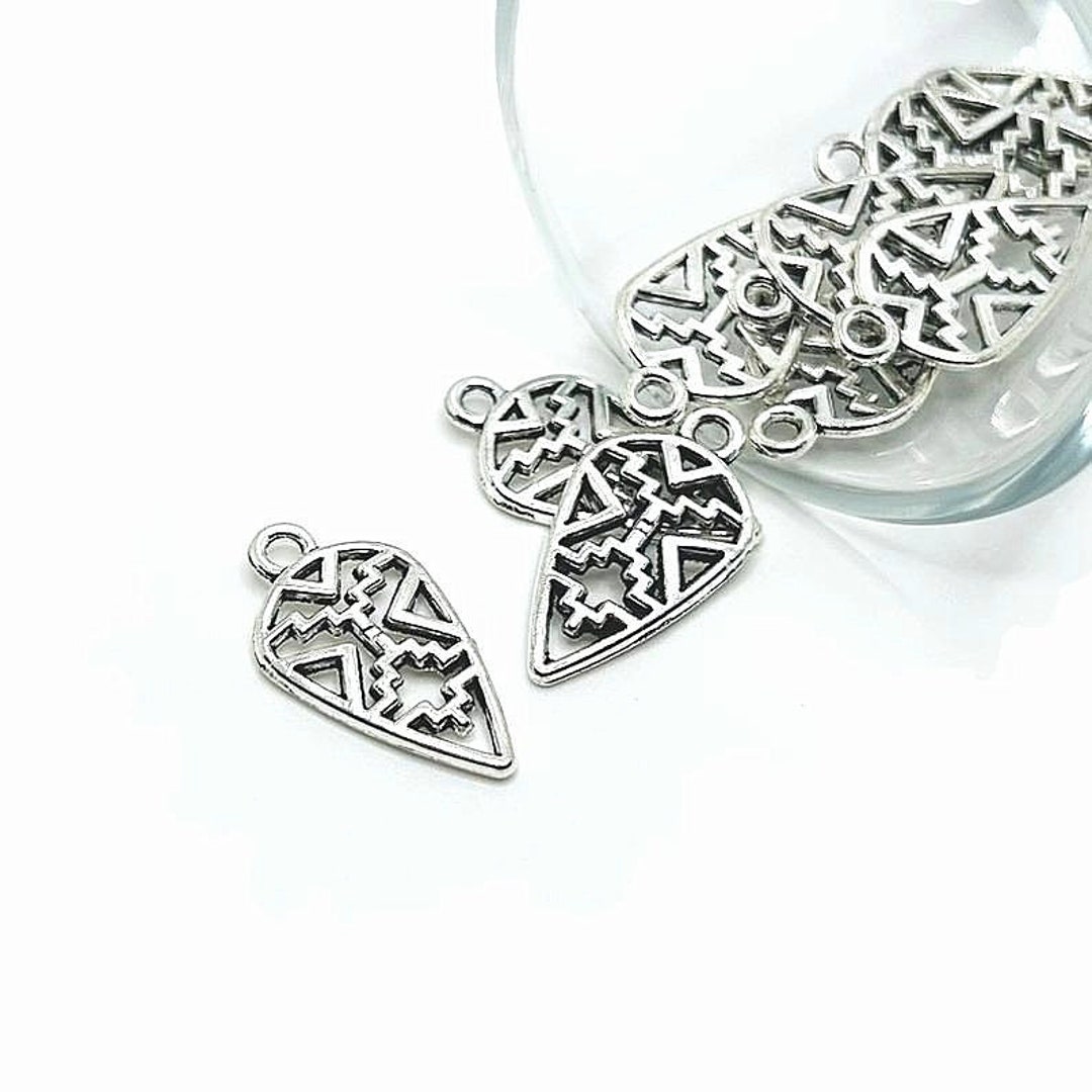 4, 20 or 50 BULK Aztec Arrowhead Charms, Silver Arrow Charm ...