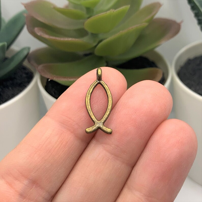 4 20 or 50 BULK Jesus Fish Charms Bronze Jesus Fish Double - Etsy