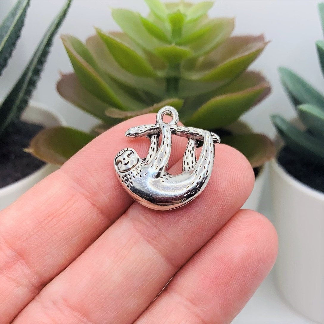 4 20 or 50 BULK Silver Sloth on Branch Charms Cute Sloth | Etsy
