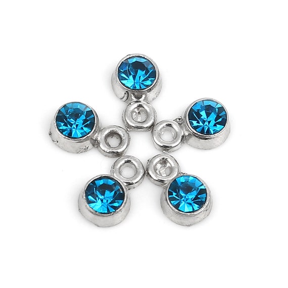 4 20 or 50 BULK Small Rhinestone Charms Light Blue | Etsy
