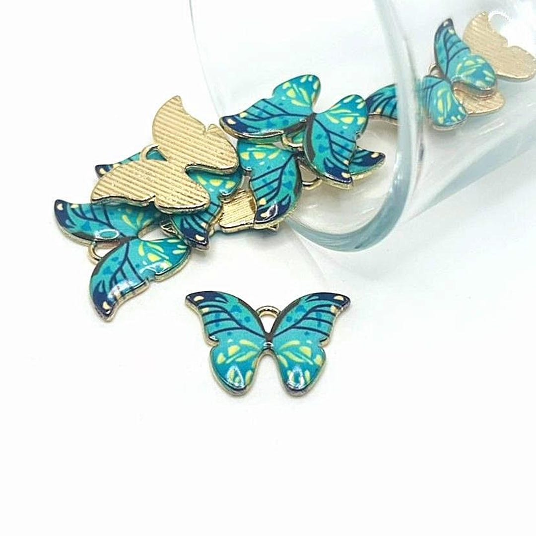 1, 4, 20, or 50 BULK Light Blue Butterfly Enamel Charm, Bug Charm ...