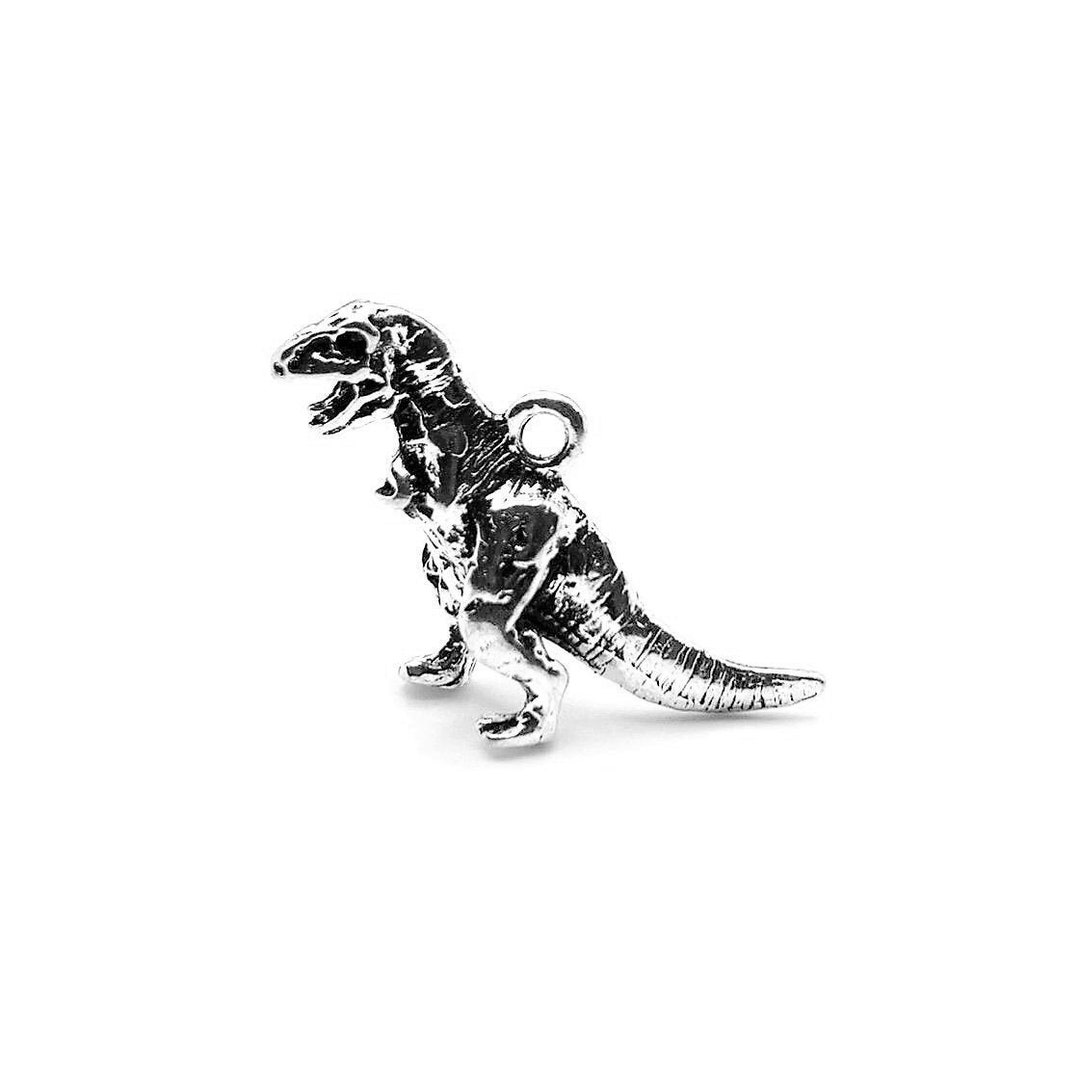 1, 4 or 20 BULK T-rex Dinosaur Charms, Silver Dino, 3D Jurassic Charm ...