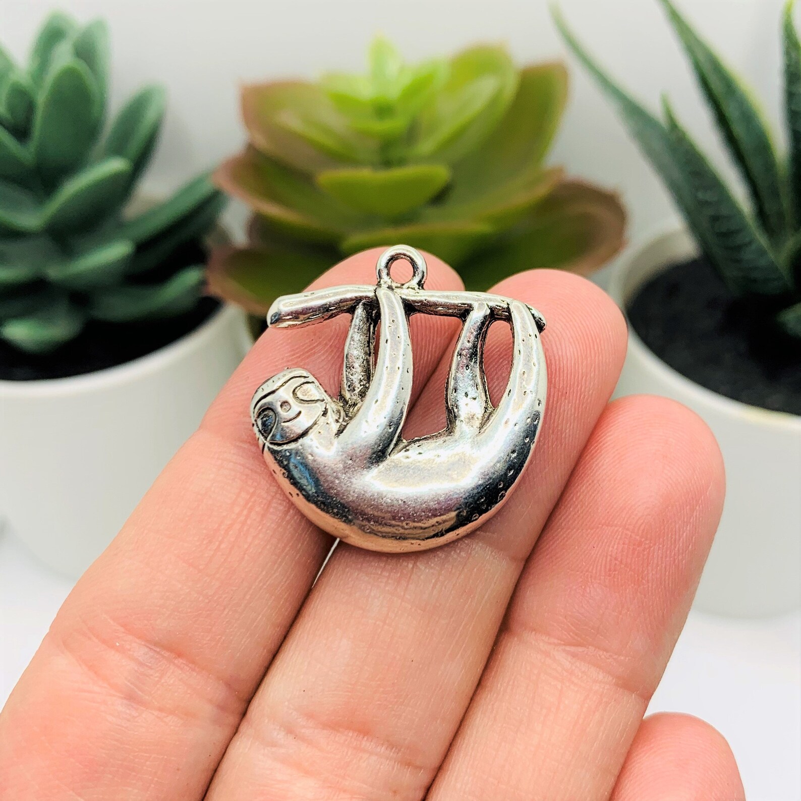4 12 or 25 BULK Silver Sloth on Branch Charms Cute Sloth | Etsy