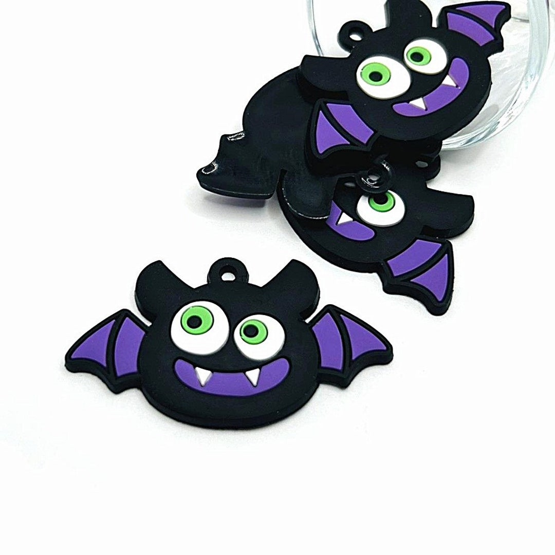 1, 4 or 20 BULK Black Goofy Bat Pendant, Halloween Pendant, Silly Bat ...
