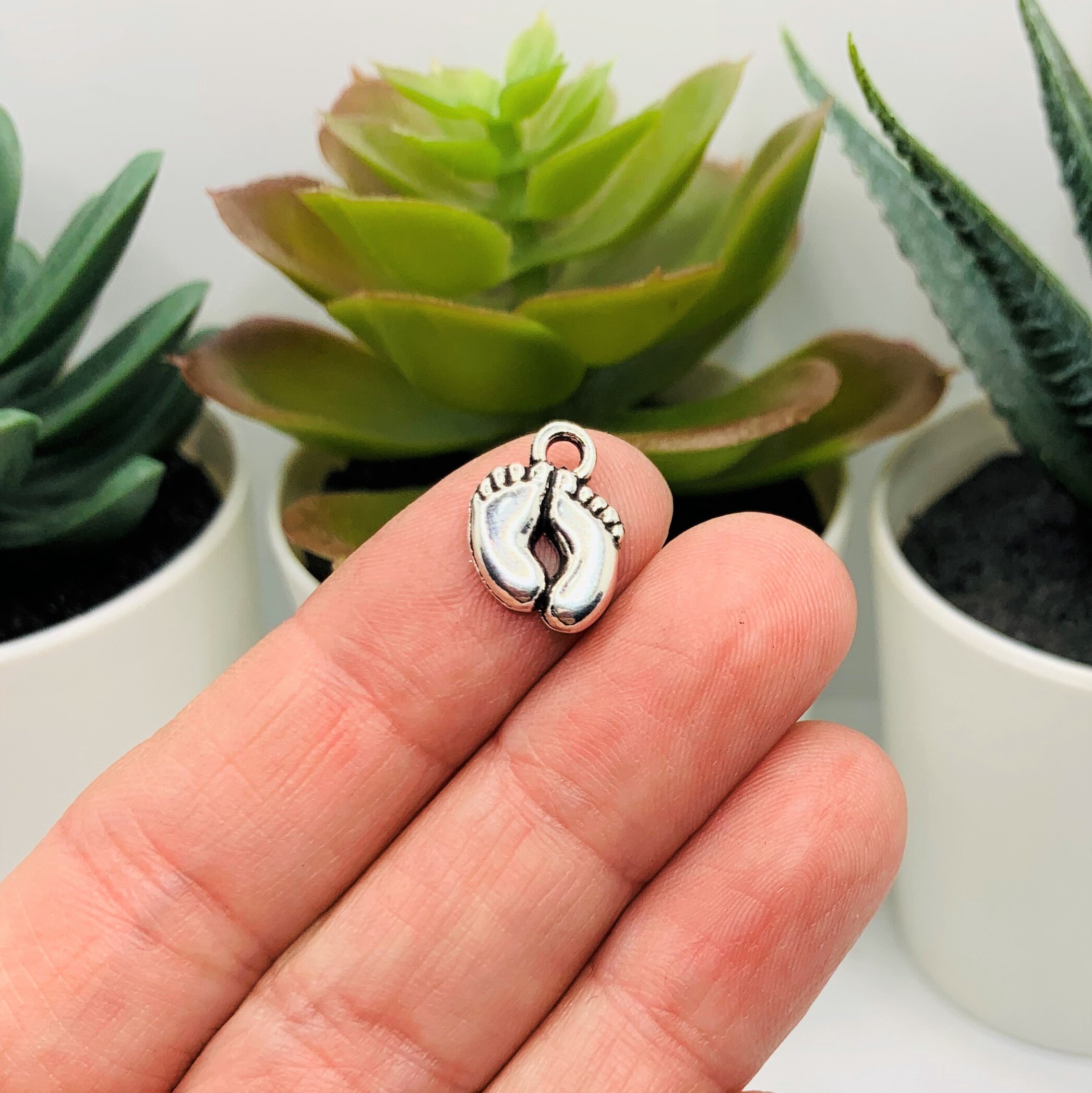 4, 20, or 50 BULK Silver Baby Feet Charms, Baby Shower, Small Feet ...