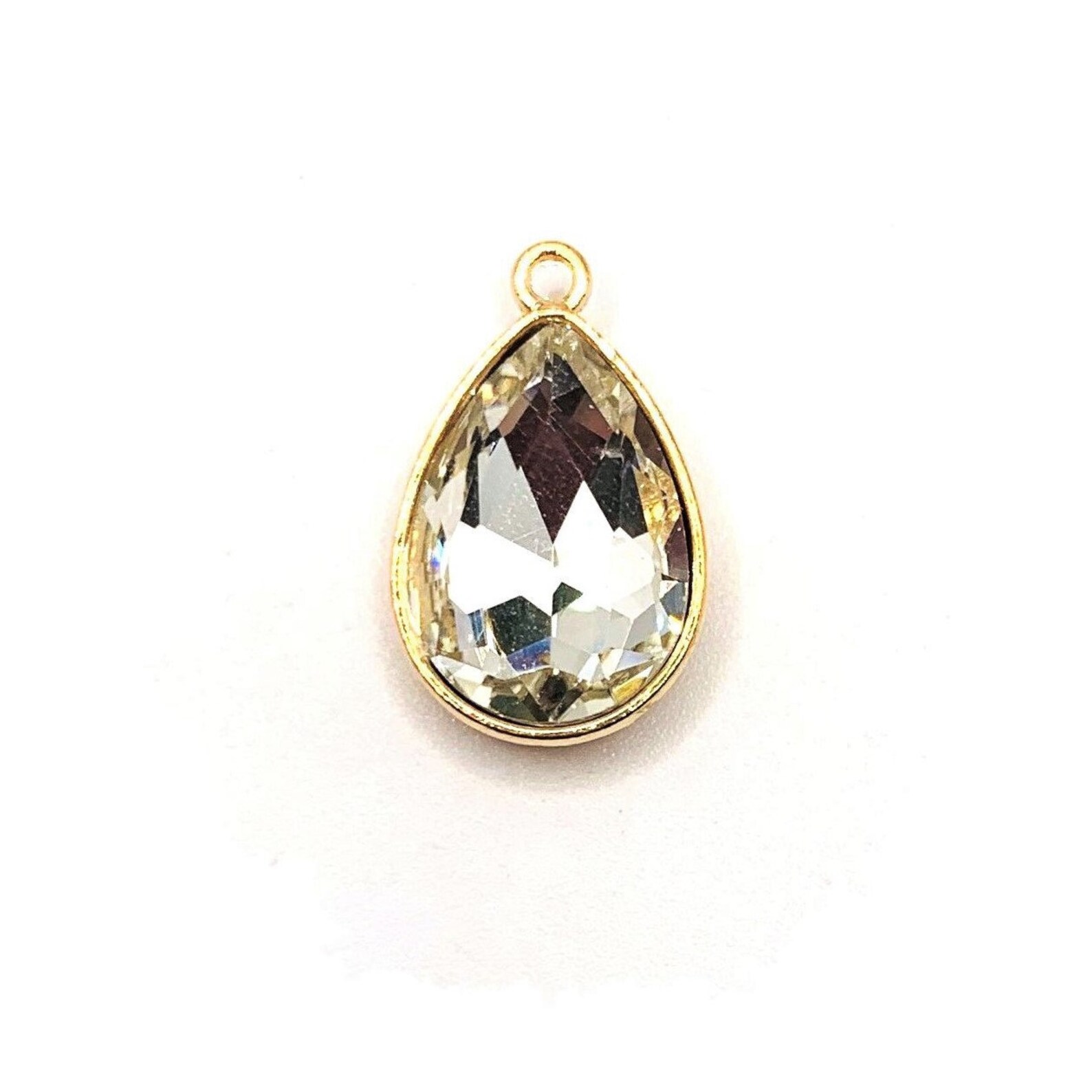 4 12 or 25 BULK Diamond Teardrop Rhinestone Charms KC Gold - Etsy