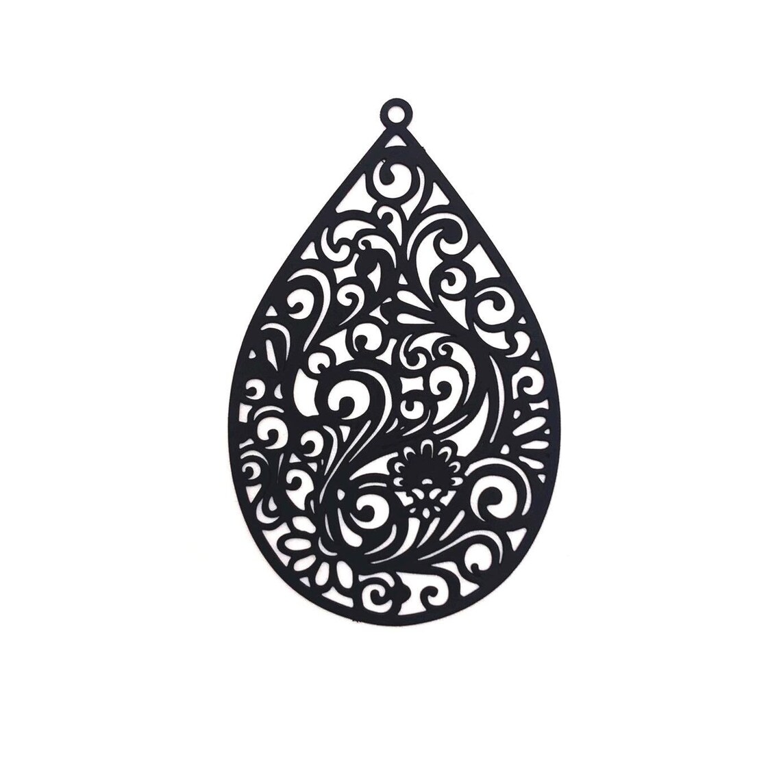 4 or 20 BULK Black Filigree Teardrop Pendant Large Pendant - Etsy