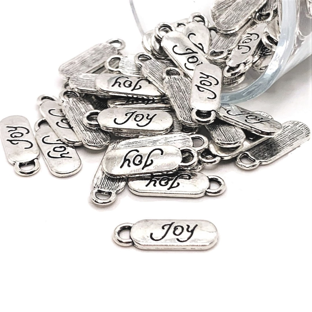 4, 20 or 50 BULK Joy Tag Charms, Silver Affirmation Charm, Love Life ...