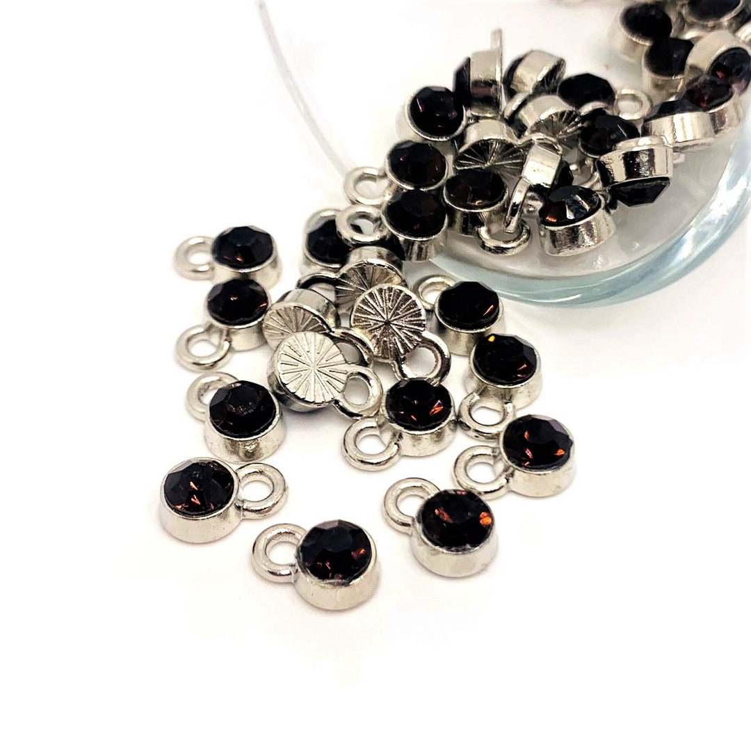 4, 20 or 50 BULK Small Rhinestone Charms, Dark Purple Rhinestones ...
