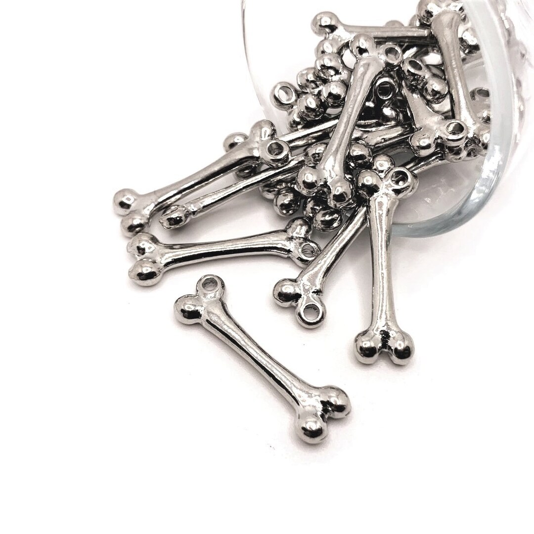 4, 20 or 50 BULK Silver Femur Bone Charm, Silver Skeleton Charm ...