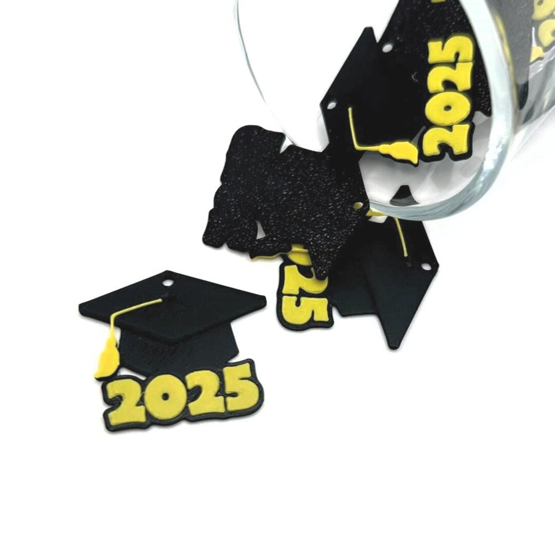 1, 4, or 20 BULK Yellow and Black School Colors 2025 Graduation Cap ...
