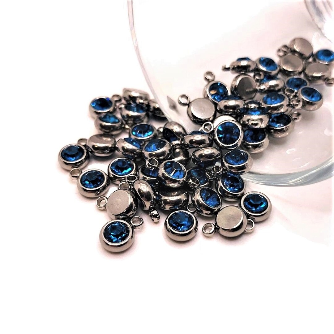 4, 20 or 50 BULK 201 Stainless Steel Silver Blue September Birthstone ...