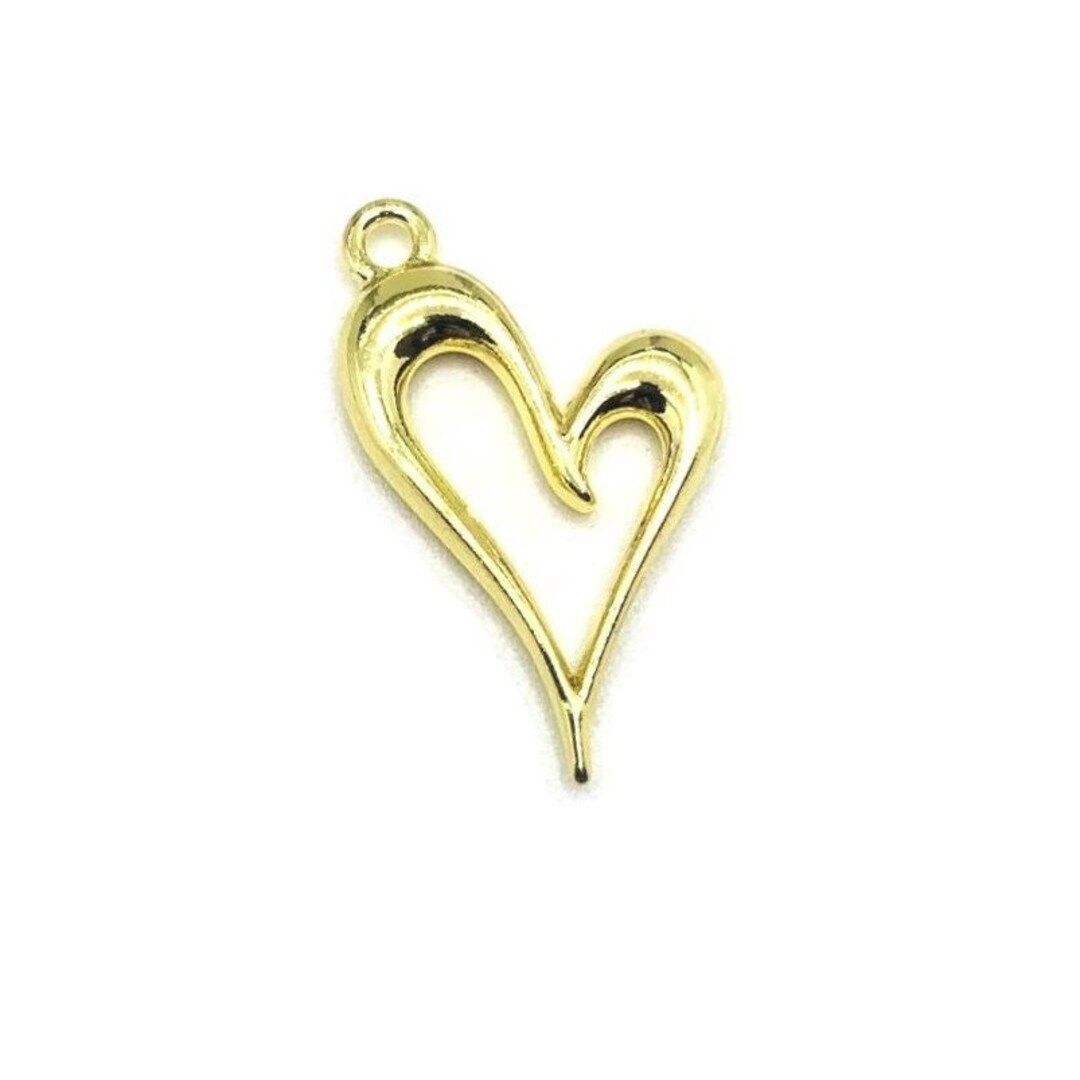 4, 20 or 50 BULK Gold Double Sided Asymmetrical Open Heart Charms ...
