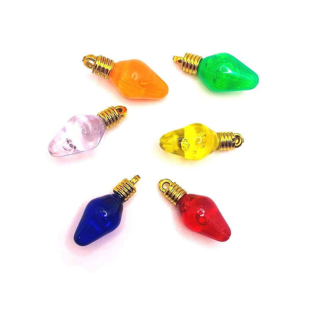 6 or 30 BULK Rainbow Christmas Lightbulb Charm Pack, Acrylic Charm, 3D ...