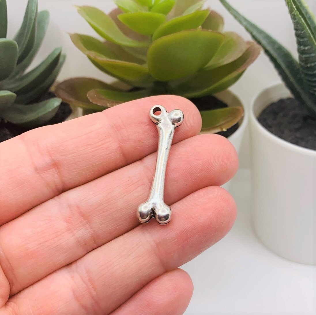 4 20 or 50 BULK Silver Femur Bone Charm Silver Skeleton | Etsy