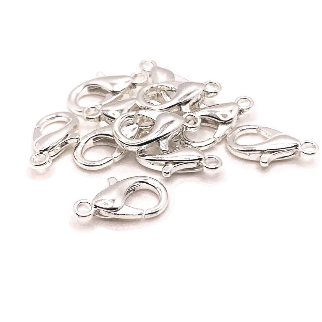 100 or 500 BULK 7x12 Mm Bright Silver Lobster Clasps, Plated Claw ...