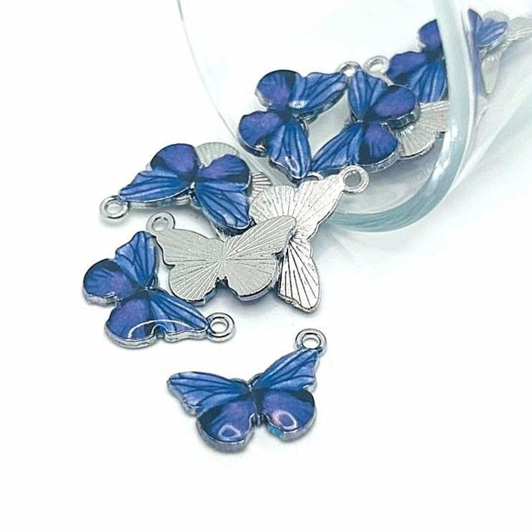 1, 4, 20, or 50 BULK Blue and Purple Butterfly Enamel Charm, Bug Charm ...