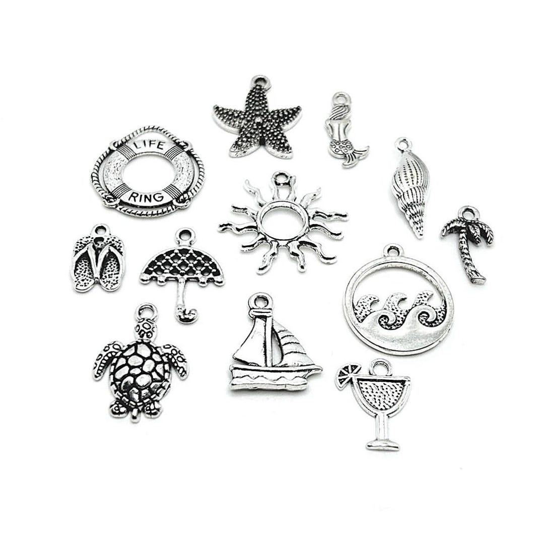 72 Piece Antique Silver Ocean Theme Charms, 12 Styles | Ships Quickly ...