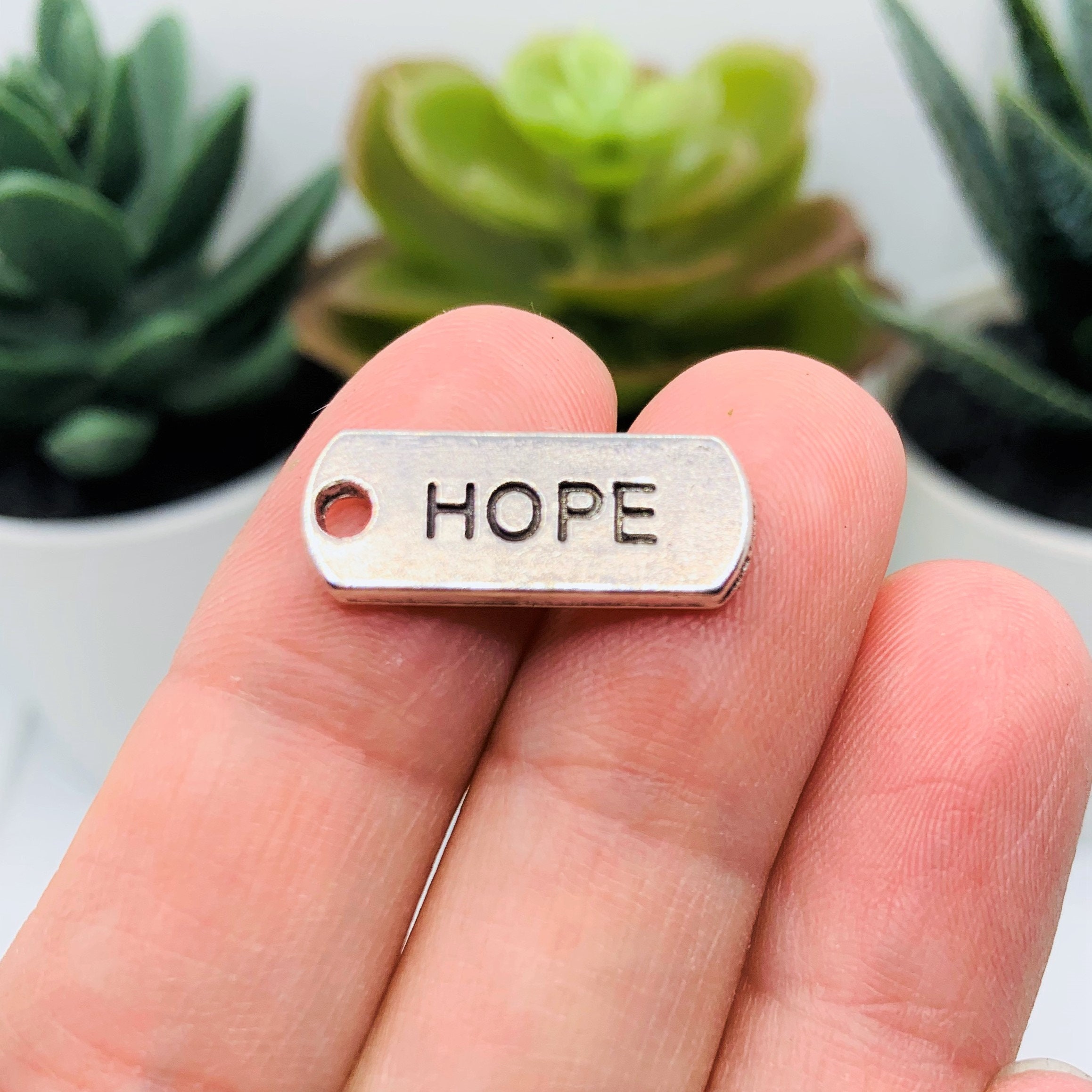 4, 20 or 50 BULK Hope Bar Tags, Antique Silver Word Charm, 21x8mm ...