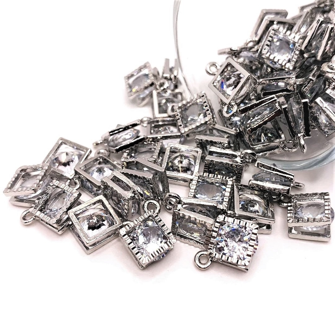 4, 20, or 50 BULK Cubic Zirconia Rhombus, Caged Rhinestone, Diamond ...