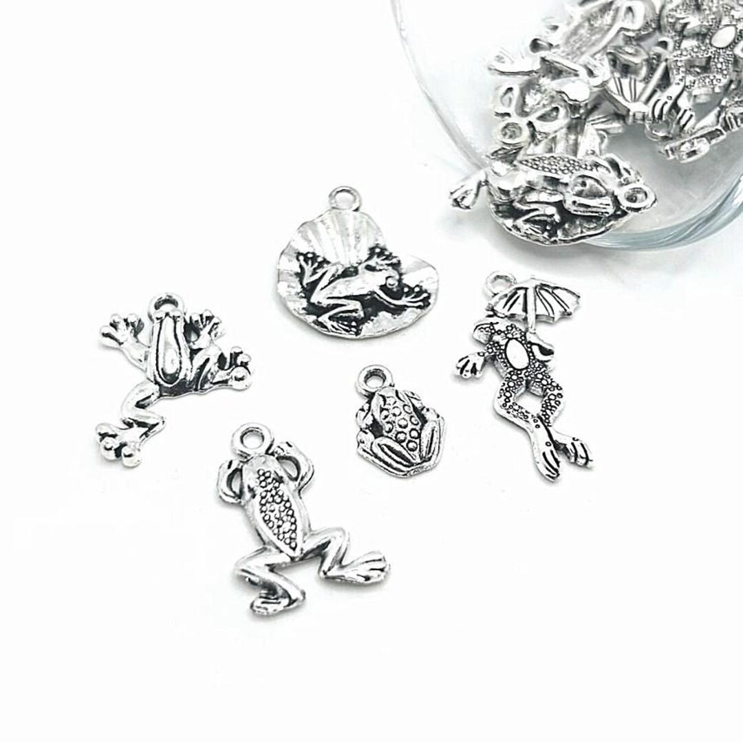100 Piece Antique Silver Cute Frog Charms, 5 Styles | Ships Immediately ...