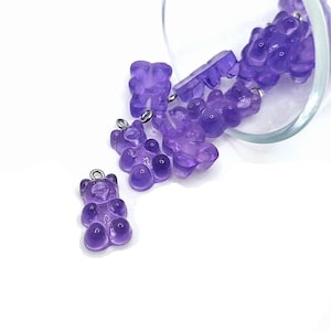 4, 20 or 50 BULK Purple Gummy Bear Resin Charms, Bubblegum Chunky ...