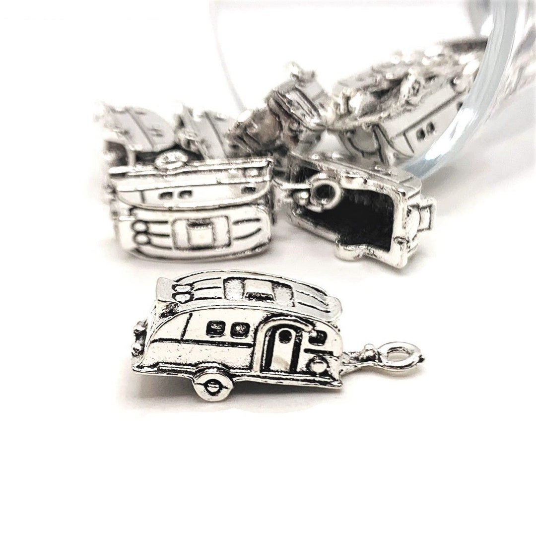 4, 20 or 50 BULK Camping Trailer Charms, Silver Camper Charm, 3D ...