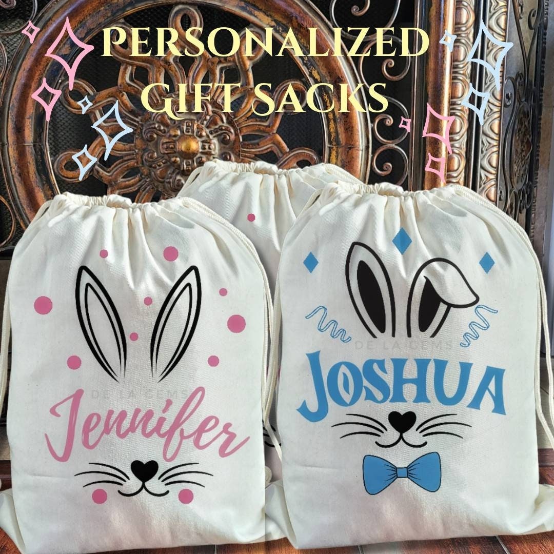 Personalized Easter Bag Bunny Gift Bag Easter Basket - Etsy
