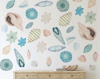 Seashell Fabric Wall Decal / Shell Wall Decal / Coastal / Ocean Wall ...