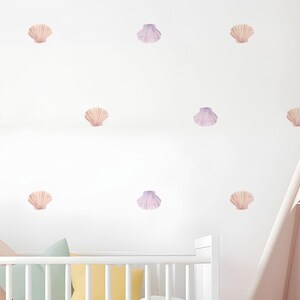 Scallop Sea Shell PINK and PURPLE Set Reusable FABRIC Wall Decals Eco ...