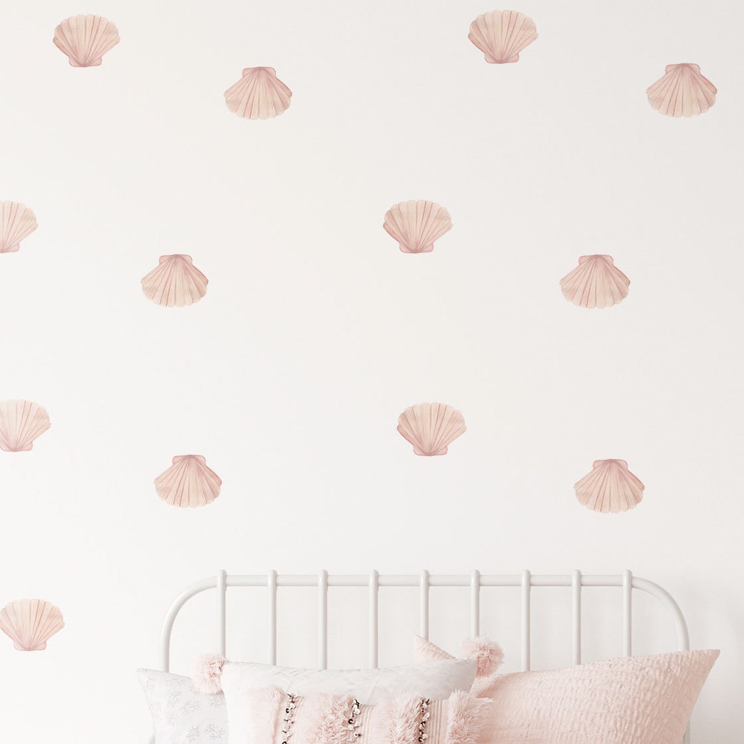 Scallop Shell Fabric Wall Decals: Reusable, Peel & Stick, Beach Nursery ...