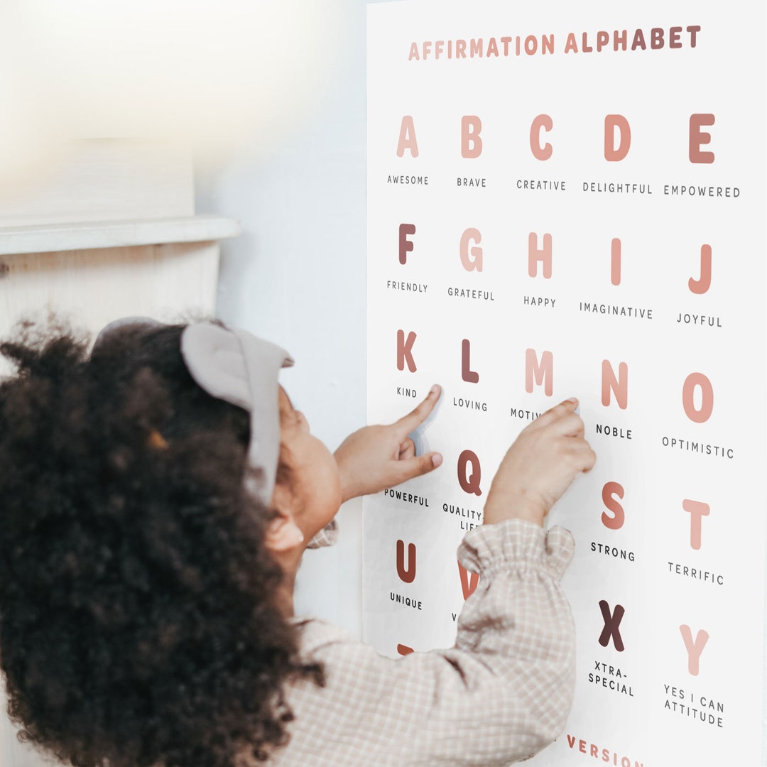 Affirmation Alphabet FABRIC Wall Decal, Removable Educational ABC ...