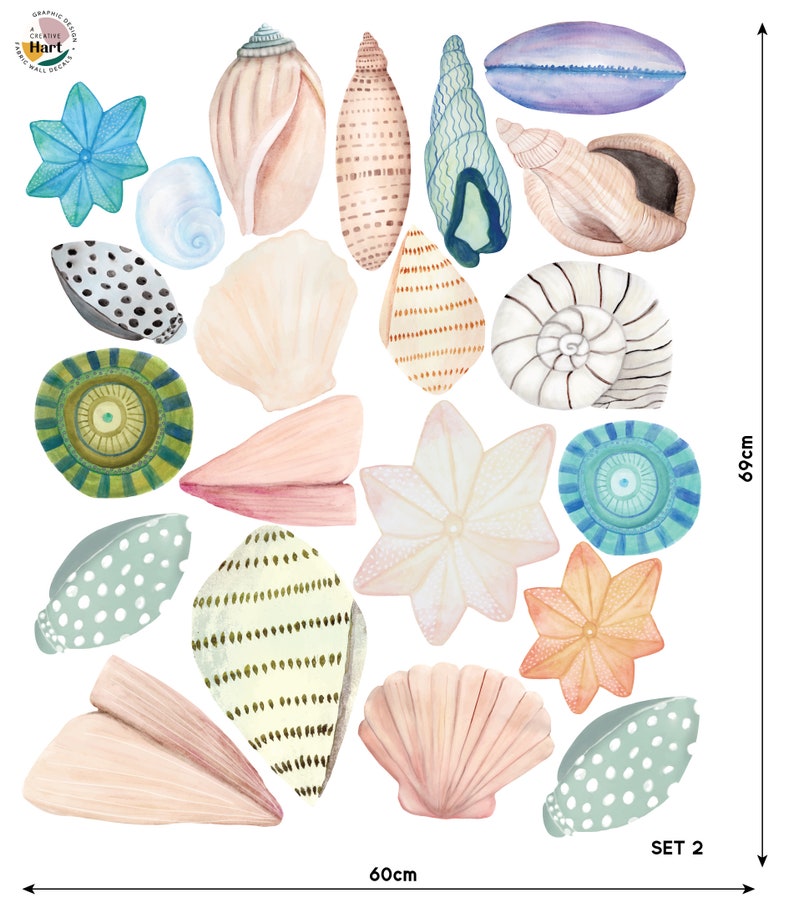 Sea Shells Reusable FABRIC Wall Decals Eco Friendly Peel & - Etsy