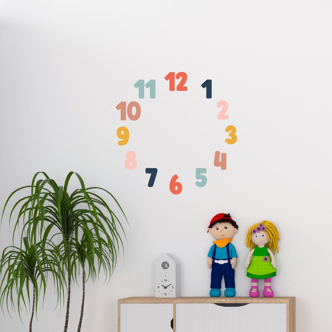 Individual Numbers Clock Wall Decal - 1 to 12 | Learn to Tell the Time ...
