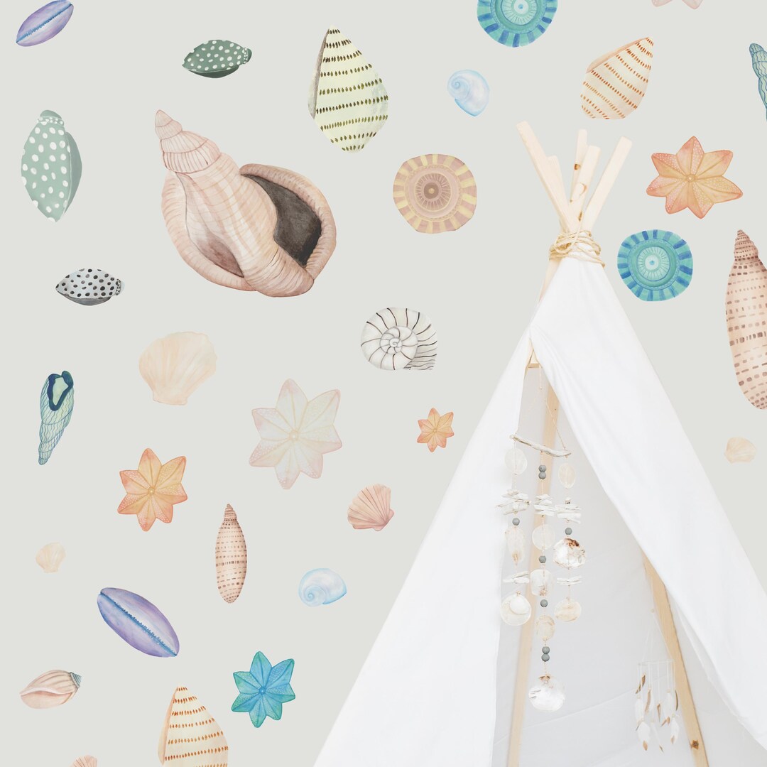 Sea Shells | Reusable FABRIC Wall Decals Eco Friendly | Peel & Stick ...