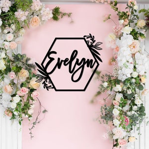 Large Custom Wood Name Sign, Geometric Backdrop Sign, Personalized ...