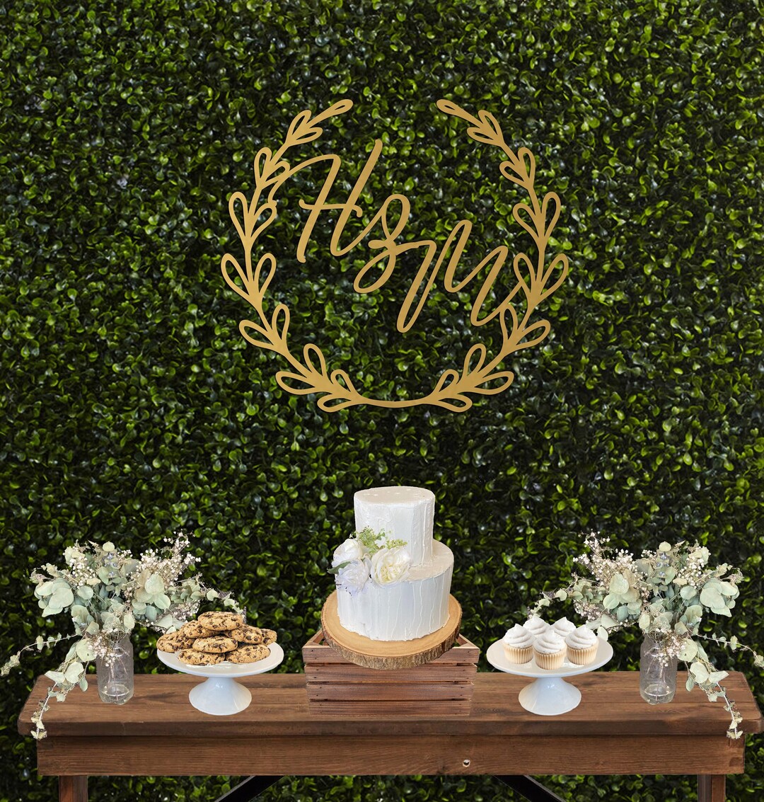 Initials Sign on Wood, Large Wedding Initials, Hedge Wall Sign, Hedge ...