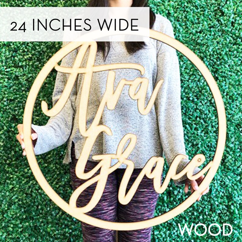Large Custom Name Sign Baby Circle Name Wood Sign Backdrop - Etsy