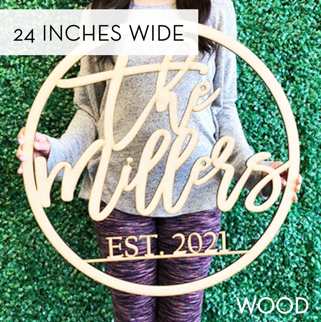 Established Last Name Sign Round, Personalized Last Name Wall Décor ...