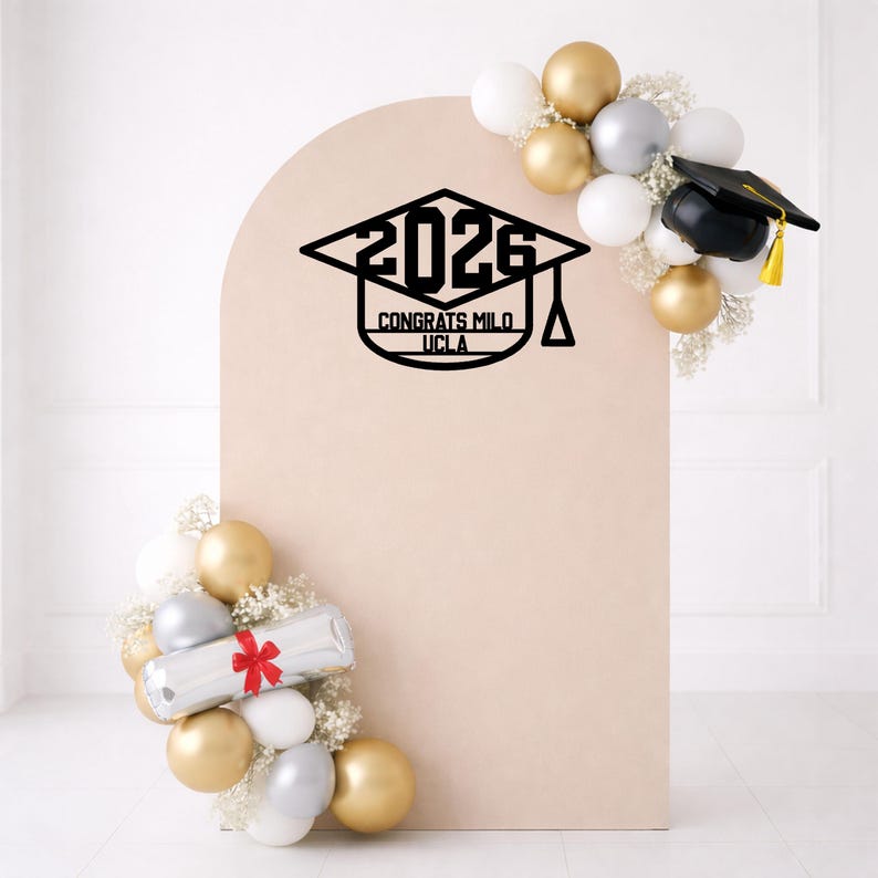 Custom Name Graduation Cap Wood Sign, Personalized Grad Party Decor ...
