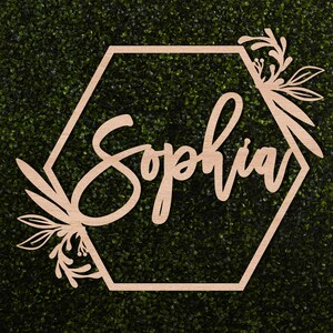 Large Custom Wood Name Sign, Geometric Backdrop Sign, Personalized ...