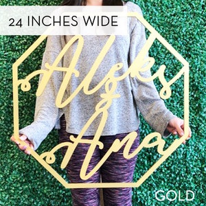 Large Personalized Backdrop Name Sign, Geometric Name Cutout, Couples ...