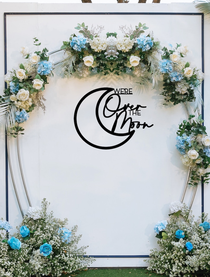 Over the Moon Baby Shower, Crescent Moon Decor, Celestial Baby Shower ...