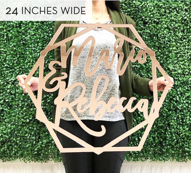 Custom Acrylic Name Sign Backdrop, Geometric Name Sign Acrylic, Wedding ...