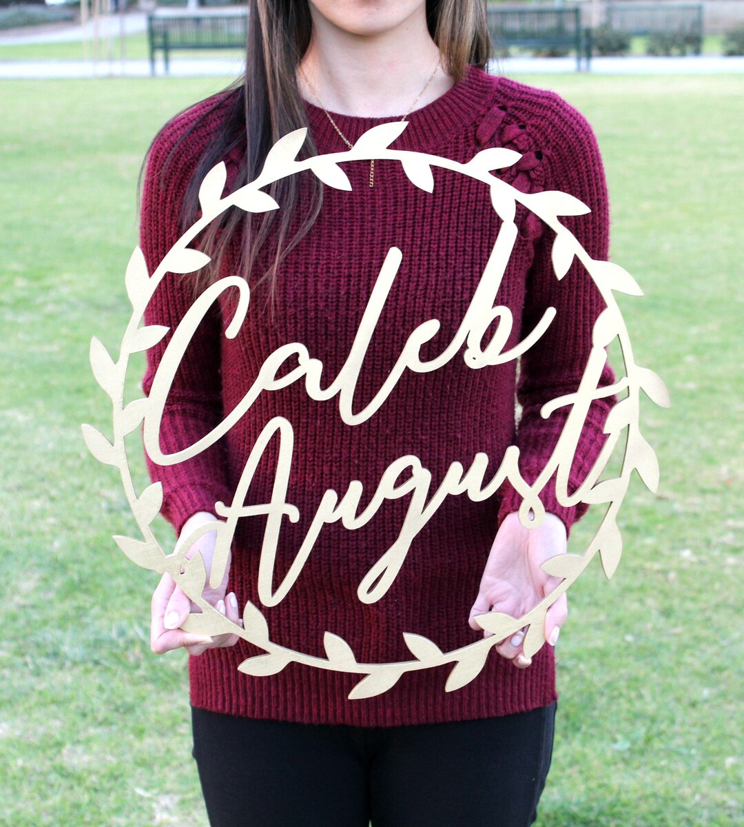 Custom Name Wreath, Laser Cut Wreath Décor Signs, Wedding Wreath Décor ...